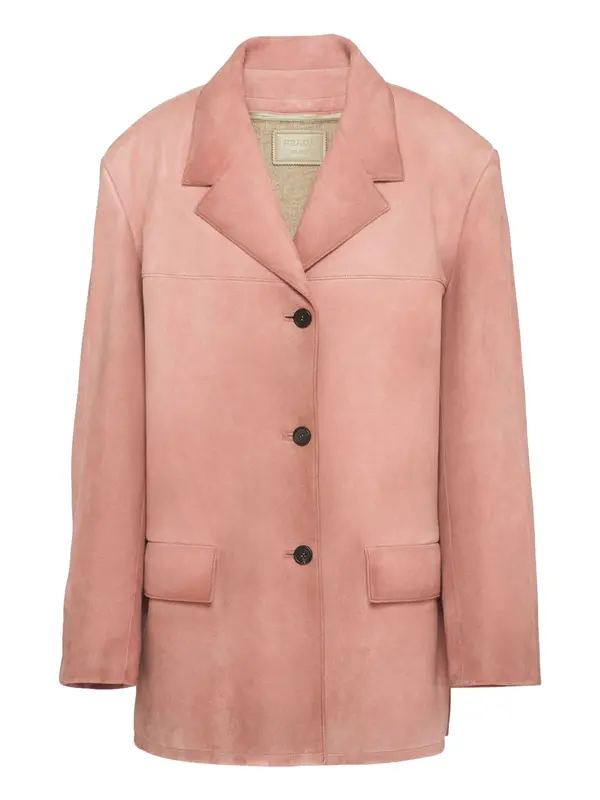Prada Single-breasted Suede Blazer - Pink