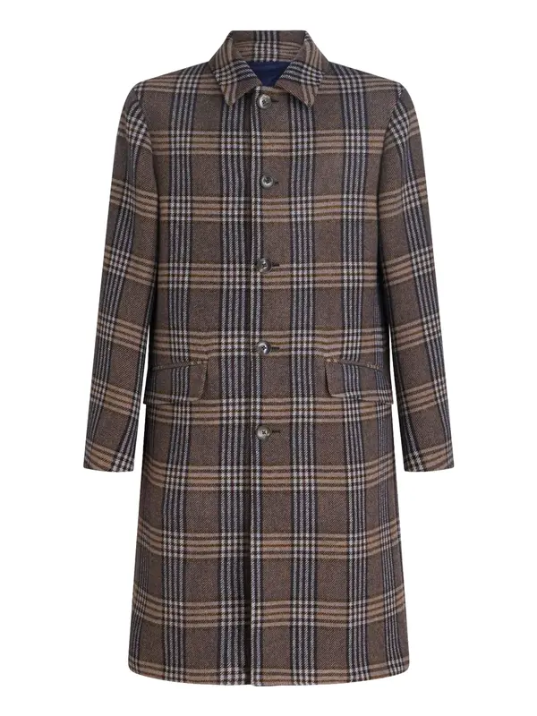 Etro Plaid Check Pattern Coat - Brown