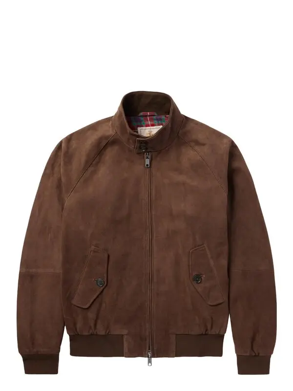 BARACUTA G9 Suede Harrington Jacket - Brown