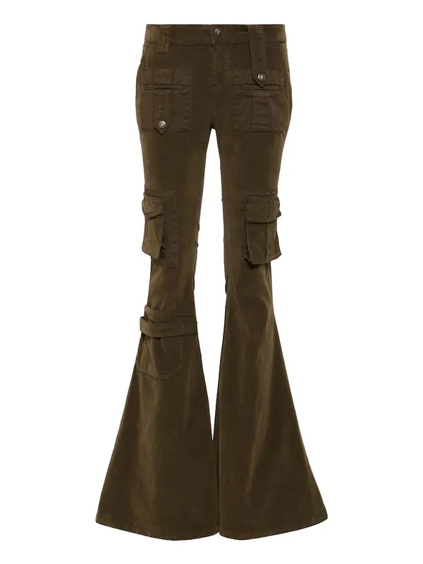Blumarine Low-rise Flared Cargo Pants - Green