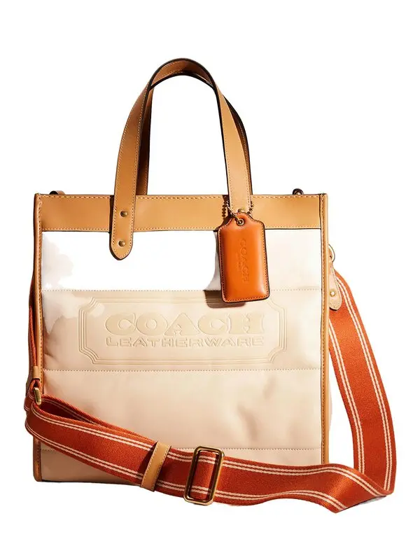 COACH® Restored Field Colorblock Quilted Tote - Brass/ivory Multi