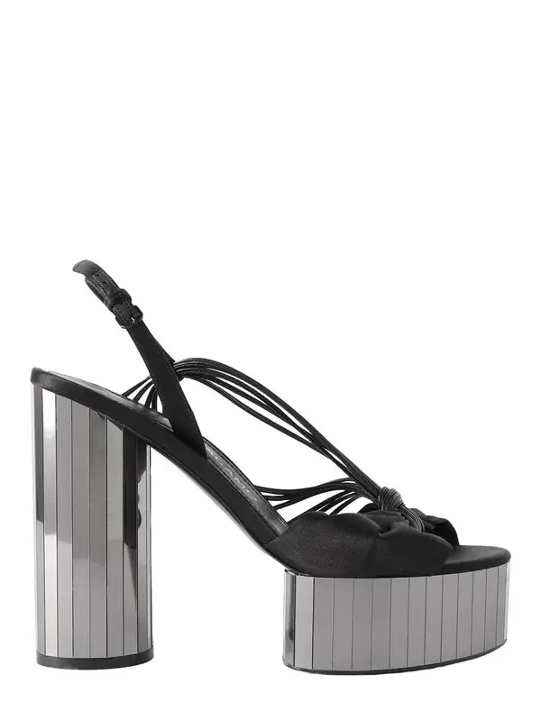 FERRAGAMO Net Sustain Sabina Leather-trimmed Platform Sandals - Black