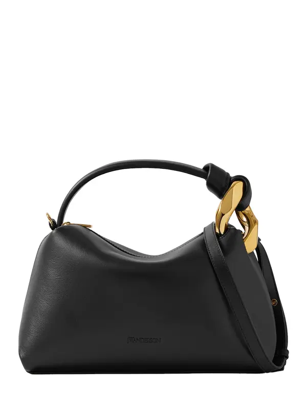 JW Anderson Chain-embellished Leather Shoulder Bag - Black