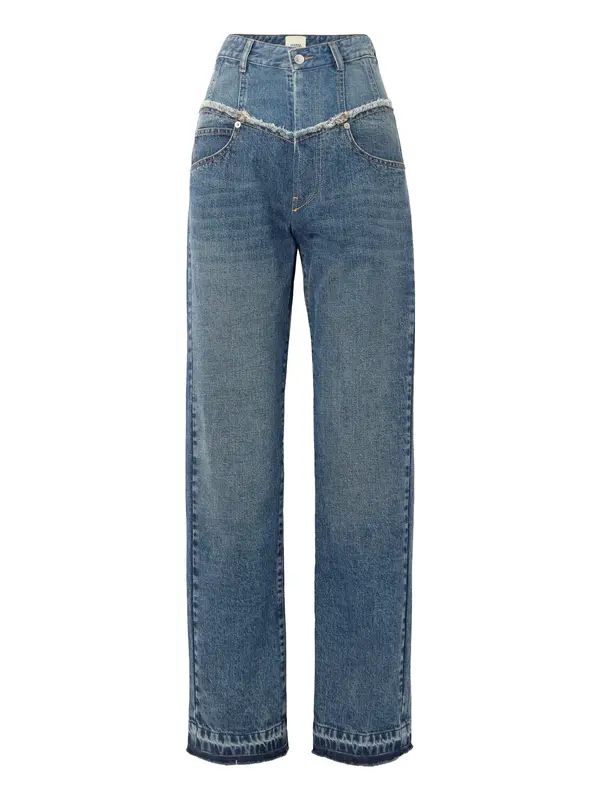 Isabel Marant Noemie Frayed Two-tone Jeans - Blue