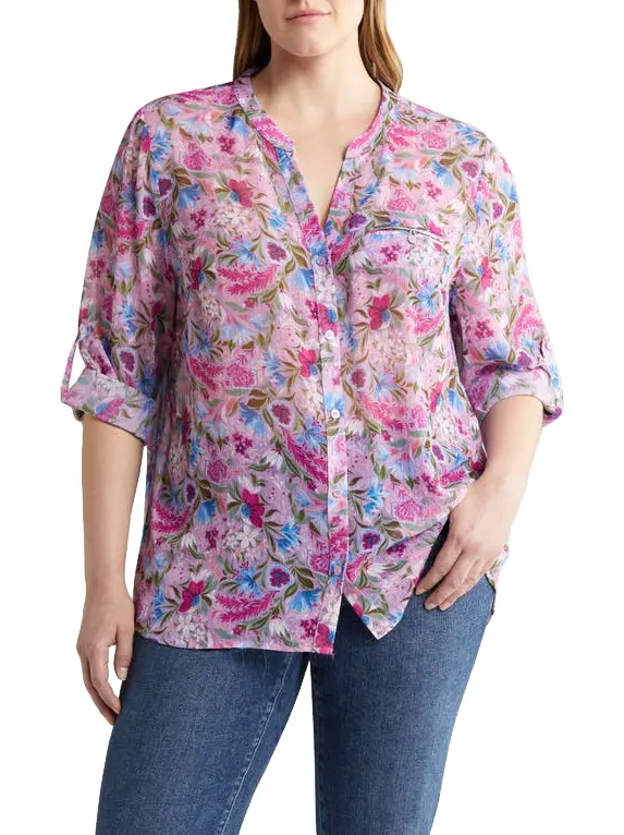 Kut From The Kloth Jasmine Floral Print Chiffon Top - Clermont-lavender Wish