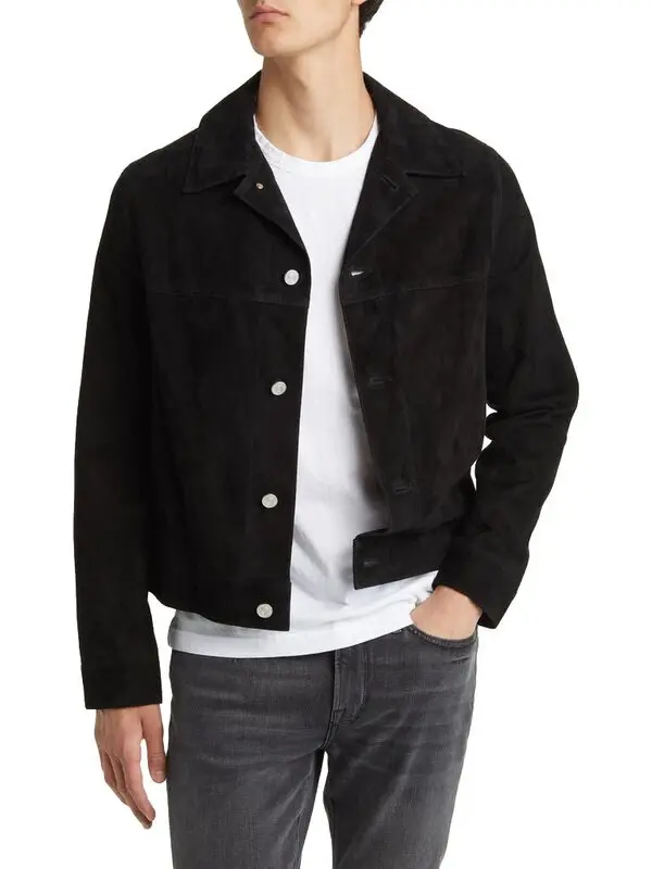 FRAME Suede Trucker Jacket - Noir