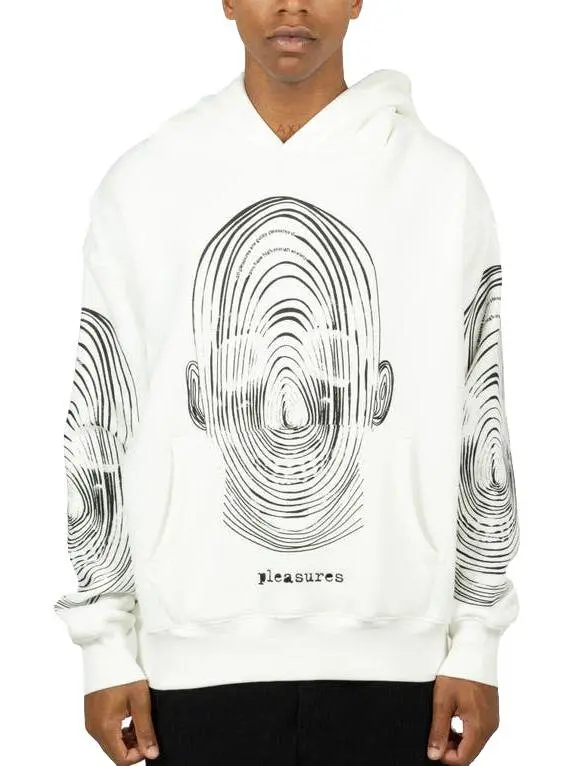 PLEASURES Graphic Print Fleece Hoodie - Off White