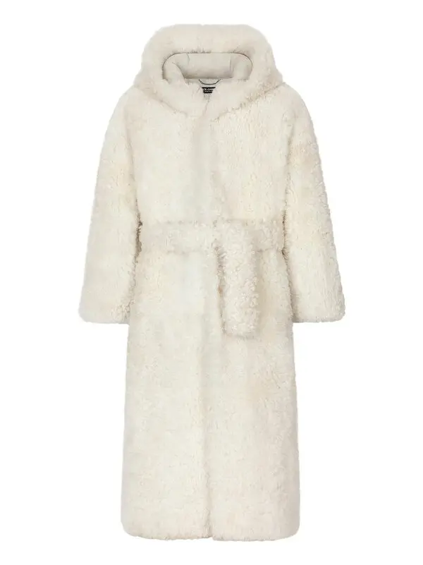Dolce & Gabbana Shearling Hooded Coat - White