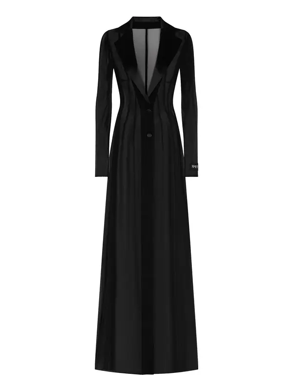 Dolce & Gabbana Silk Chiffon Duster Coat - Black