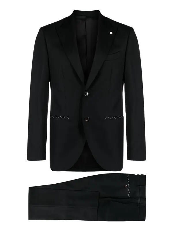LUIGI BIANCHI MANTOVA Peak-lapels Single-breasted Suit - Black
