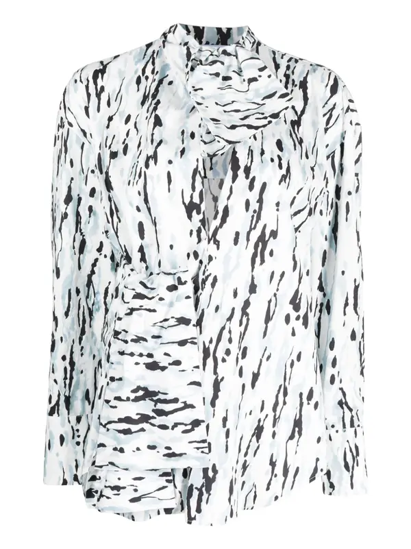 MSGM Graphic-print Cotton Blouse - White
