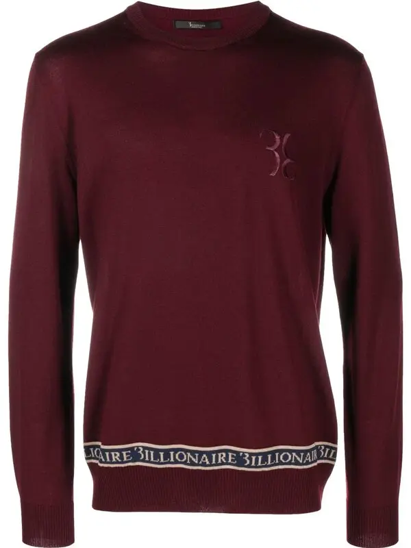 BILLIONAIRE Logo-embroidered Wool-silk Jumper - Red