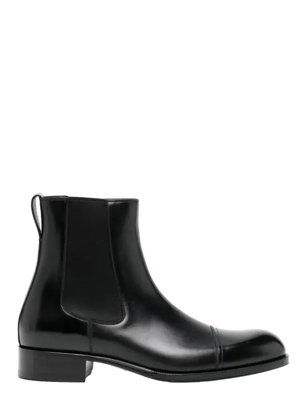 TOM FORD Leather Ankle Chelsea Boots - Black