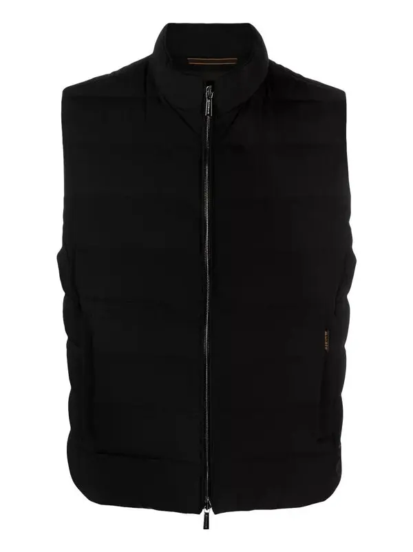 MOORER Padded Gilet With Logo Tag - Black