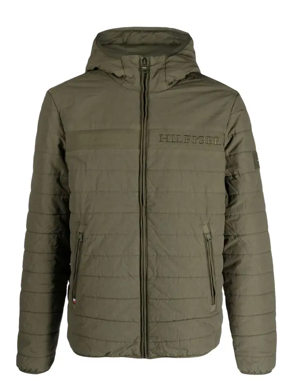 Tommy Hilfiger Logo-embroidered Padded Hooded Jacket - Green