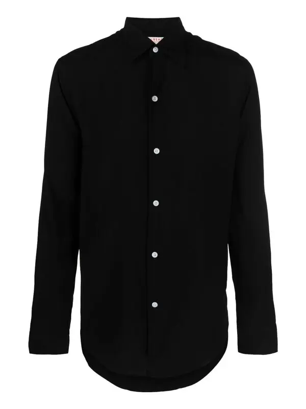FURSAC Pointed-collar Long-sleeved Shirt - Black