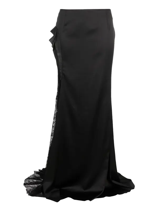 GEMY MAALOUF Floral-lace Satin Maxi Skirt - Black
