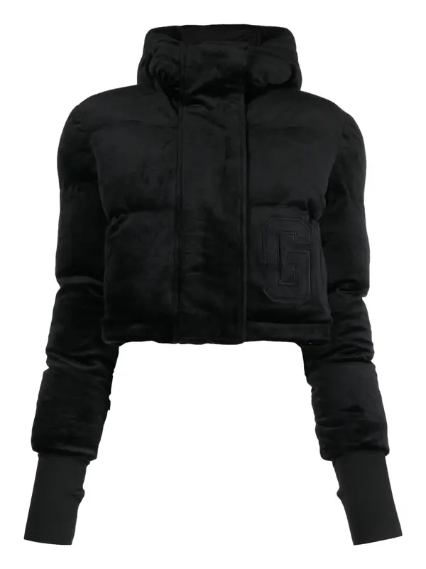 Gcds Hooded Velvet Bomber Jacket - Black