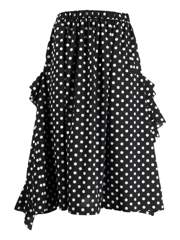 Comme Des Garçons Ruffled Polka Dot Midi Skirt - Black