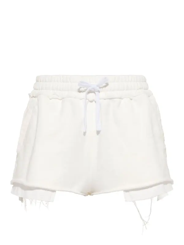 Miu Miu Logo-embroidered Cotton Track Shorts - White