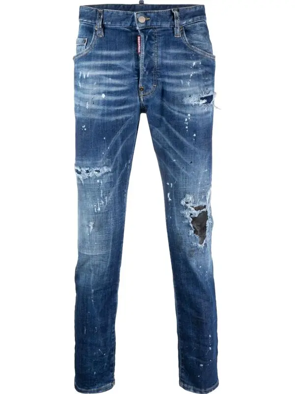 Dsquared2 Distressed Slim-cut Jeans - Blue