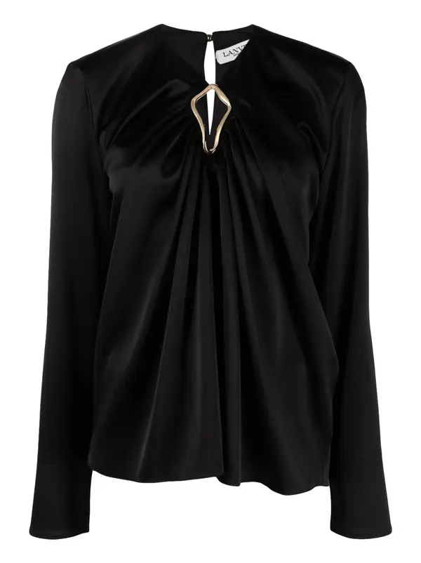 LANVIN Draped Long-sleeved Blouse - Black