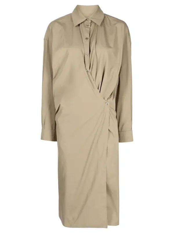 LEMAIRE Twisted Poplin Shirt Dress - Green