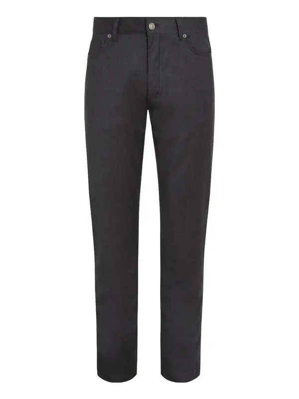 Zegna Roccia Stonewashed Wool Trousers - Black
