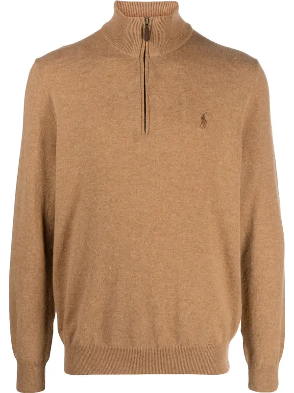 Polo Ralph Lauren Logo-embroidered Fine-knit Jumper - Brown