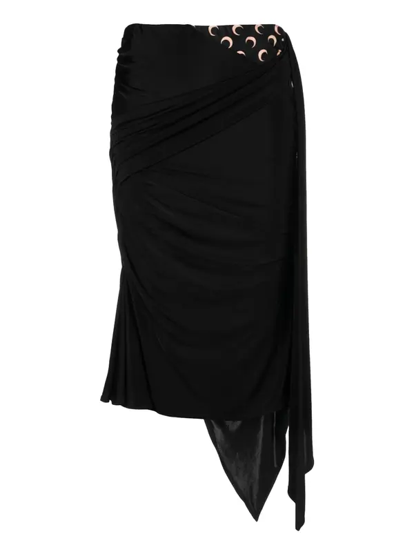MARINE SERRE Draped Midi Skirt - Black