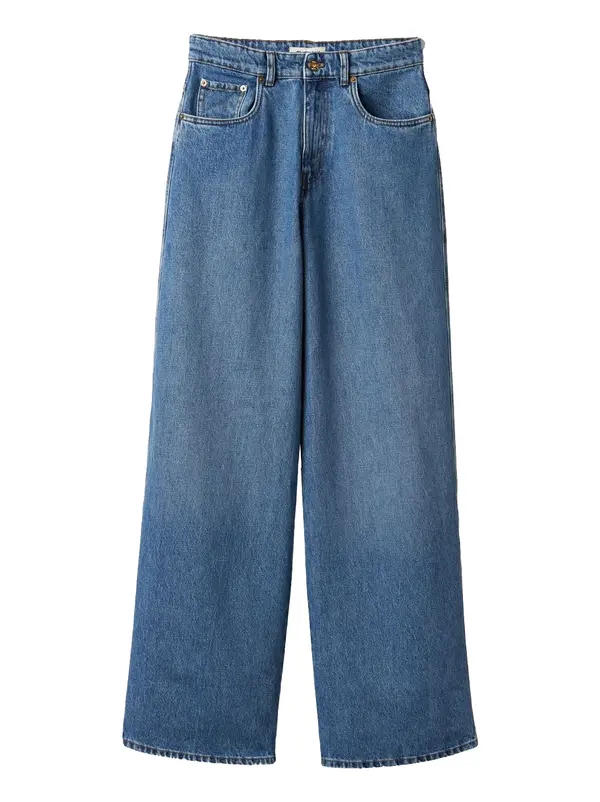 Miu Miu Logo-embroidered Wide-leg Jeans - Blue
