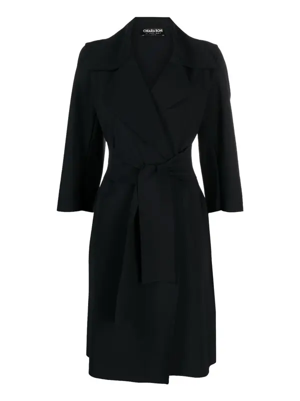 Chiara Boni La Petite Robe Saveria Belted Duster Coat - Black