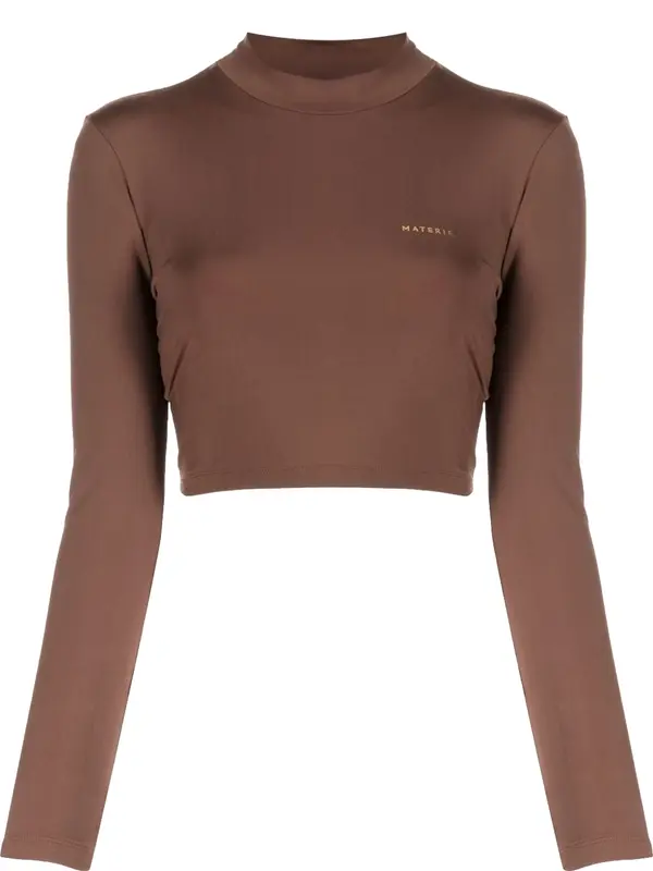 Matériel Laminated-logo Roll-neck Top - Brown