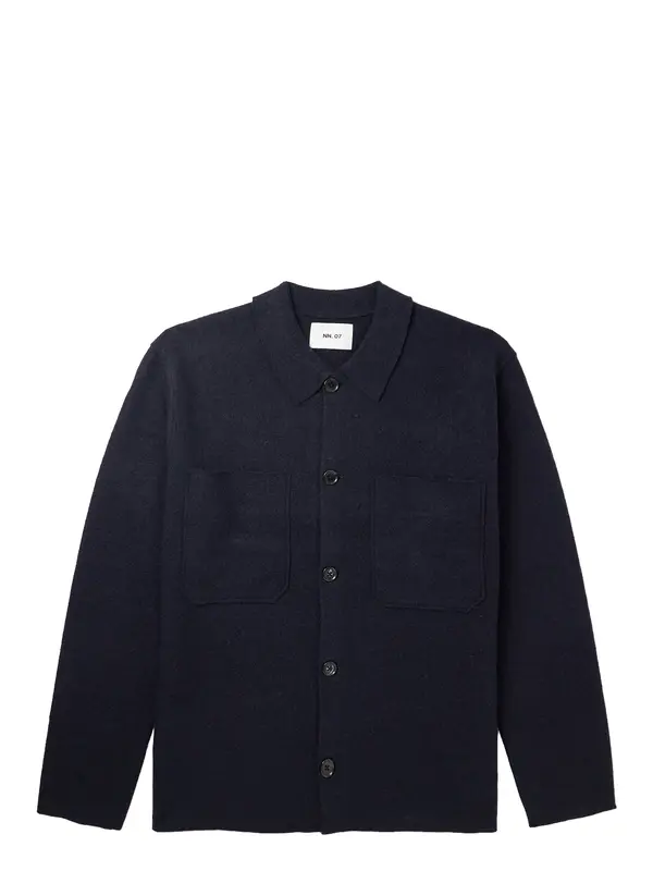 Nn07 Jonas 6398 Merino Wool Overshirt - Blue