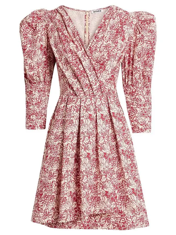 Batsheva Izra Floral-print Cotton-poplin Mini Dress - Claret