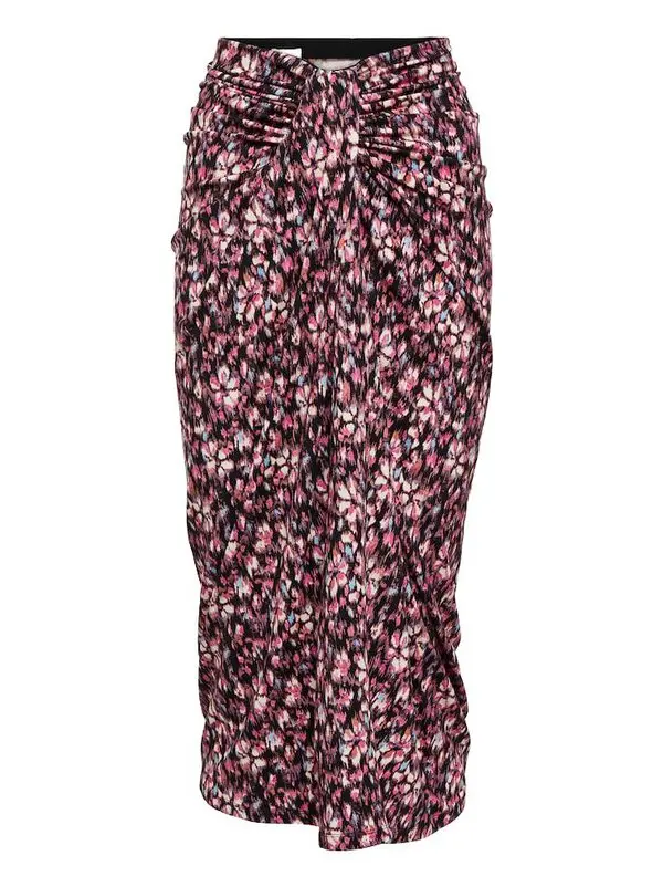 MARANT ETOILE Printed Ruched Jersey Midi Skirt - Multicoloured