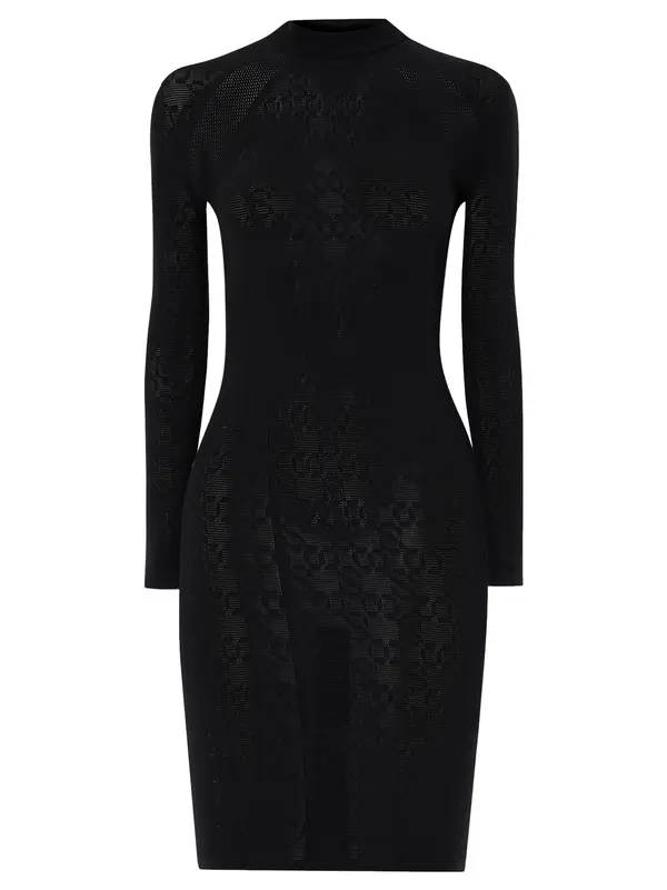 Wolford Net Sustain + Simkhai Pointelle-knit Stretch-econyl Mini Dress - Black