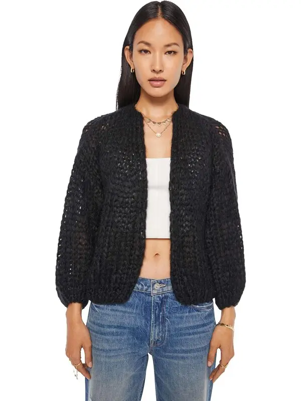 Maiami Big Bomber Cardigan Jacket - Black