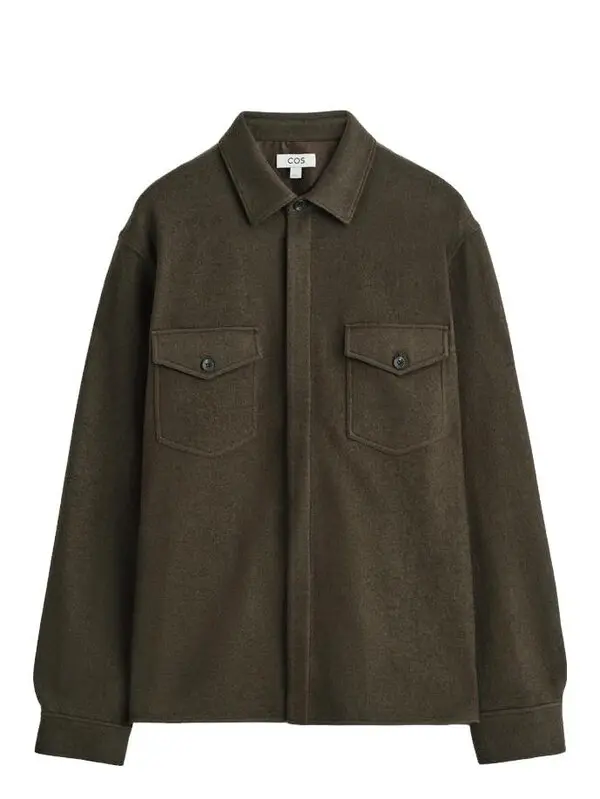 Cos Relaxed Boiled-wool Overshirt - Green