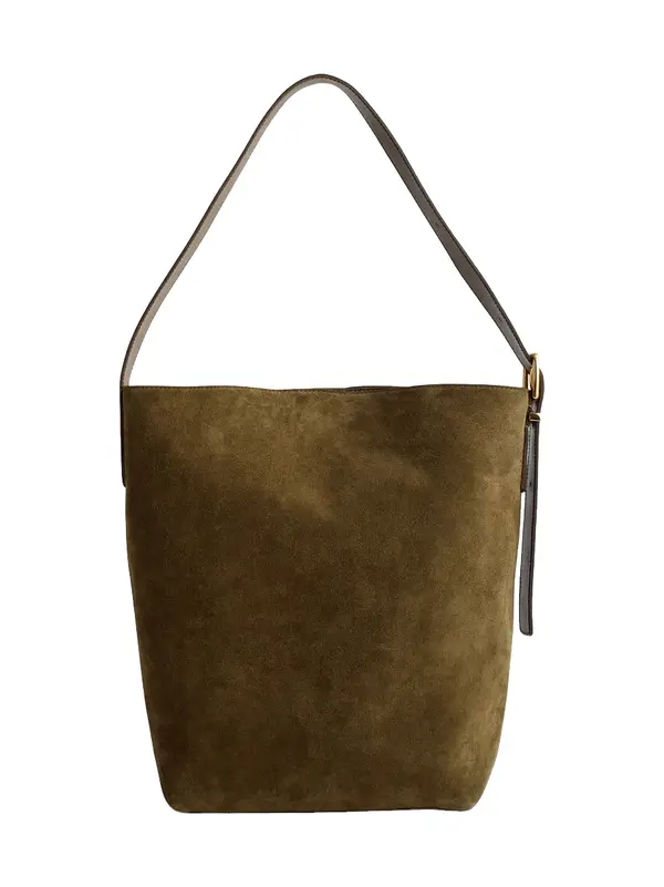 Madewell Essentials Suede Bucket Bag - Shaded Olive