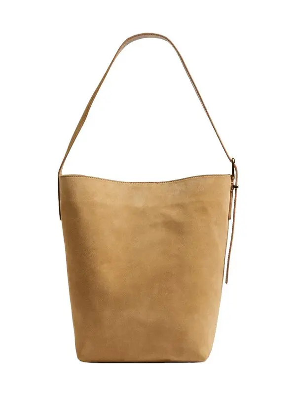 Madewell Essentials Suede Bucket Bag - Tawny Khaki
