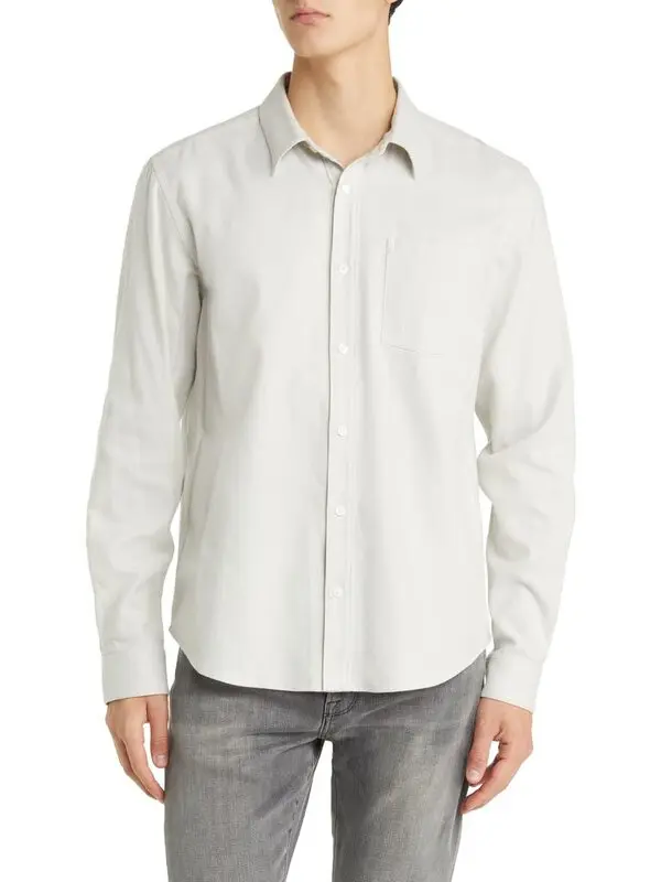 FRAME Brushed Cotton Blend Button-up Shirt - Oatmeal