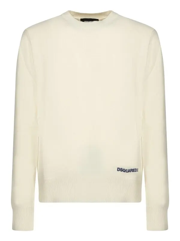 Dsquared2 Long Sleeve Fine Knit Sweater - White