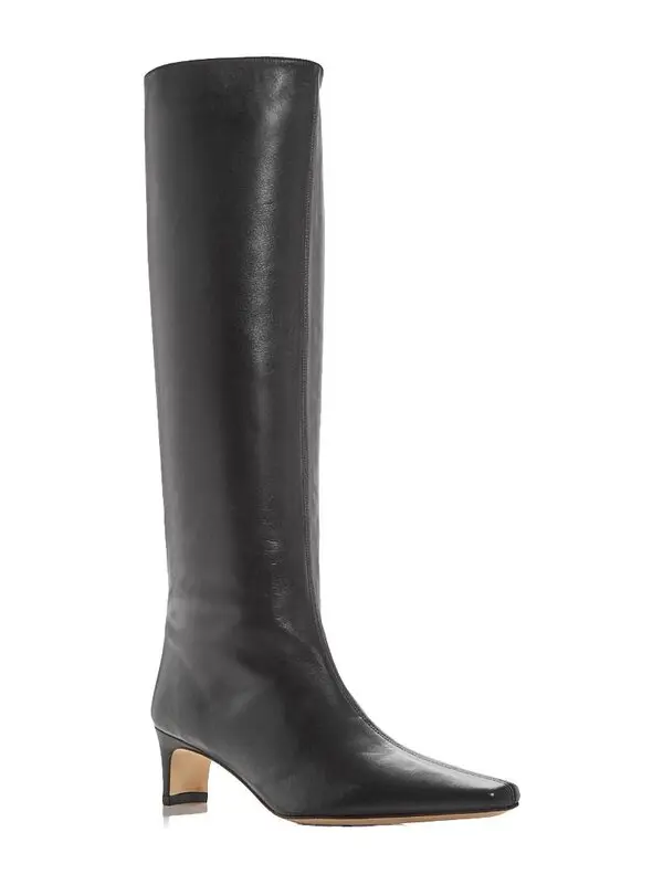 Staud Wally Leather Tall Boots - Black Leather