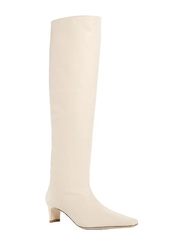 Staud Wally Leather Tall Boots - Cream Leather