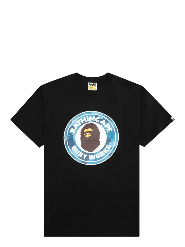 A BATHING APE Honeycomb Camo Busy Works Tee /blue - Black