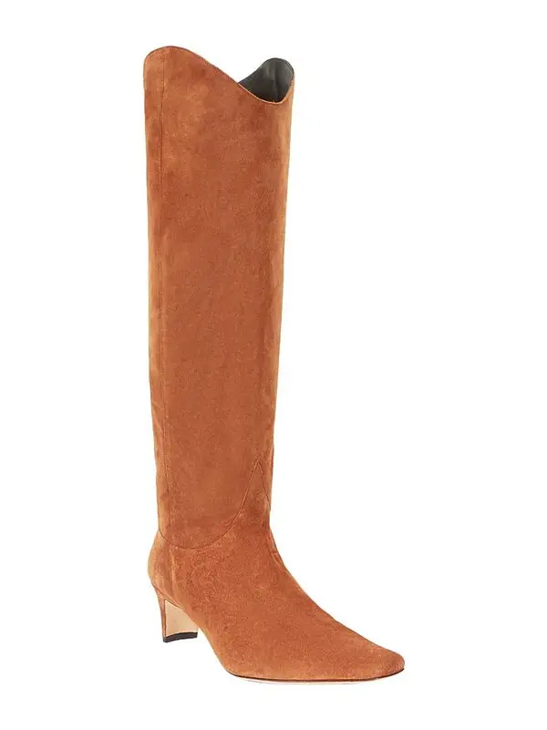 Staud Western Wally Suede Tall Boots - Tan Suede