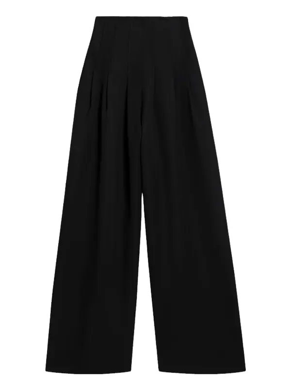 Oscar De La Renta Pleated Wool Wide-leg Trousers - Black