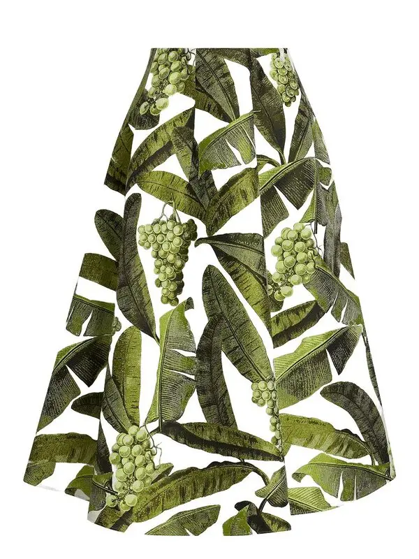 Oscar De La Renta Jacquard Midi Skirt - Leaf Green