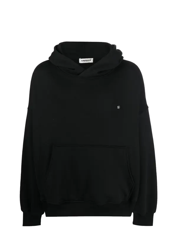 A PAPER KID Logo-embroidered Cotton Hoodie - Black